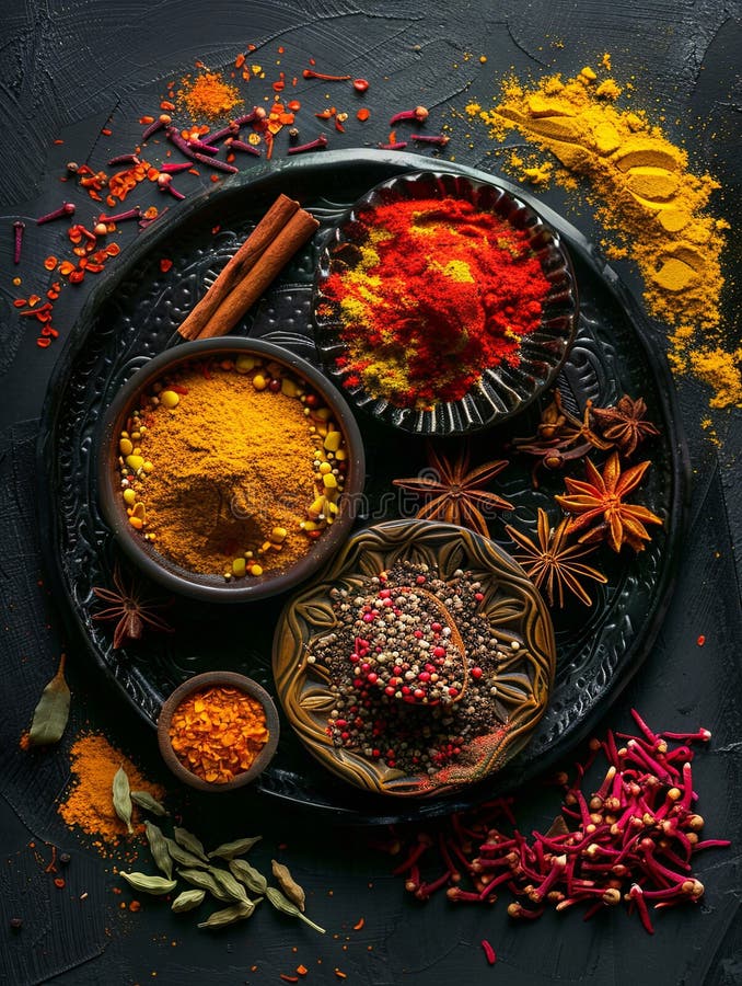 Assorted Spices, Including Saffron, Curry Powder, and Annatto, are ...