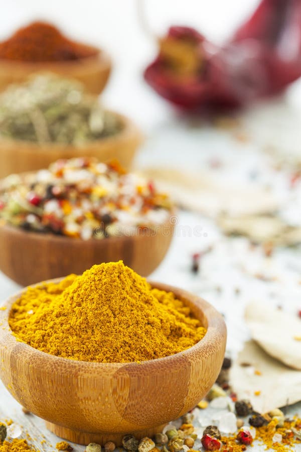 Assorted spices stock image. Image of thyme, spice, table - 57226231