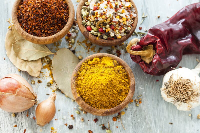 Assorted spices stock photo. Image of condiment, herb - 57226860