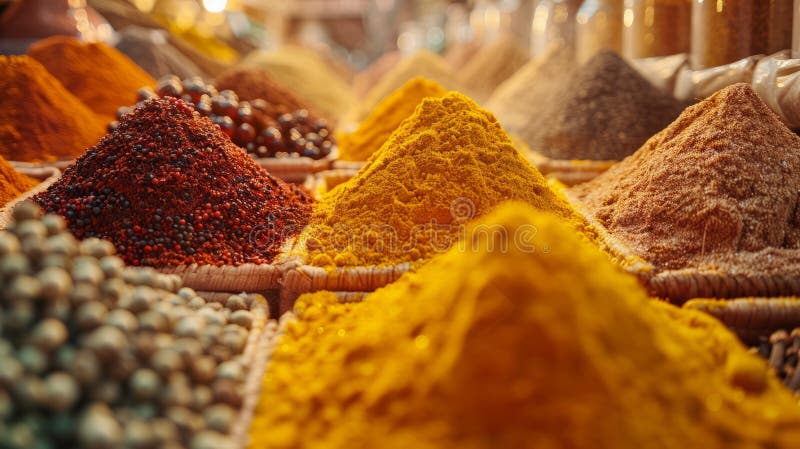Assorted Spices at a Market. Stock Image - Image of spice, colorful ...