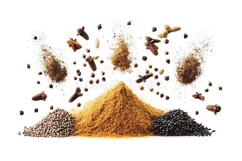 Assorted Spices and Powder Burst Stock Illustration - Illustration of ...