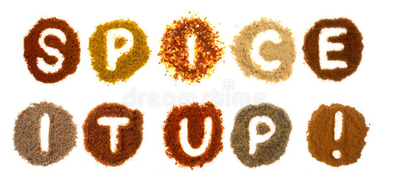 Assorted Spices Spelling the Word: Spice it Up Stock Image - Image of ...