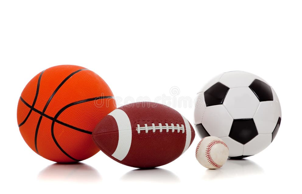 Assorted Sports Balls on White Stock Image - Image of american, white ...