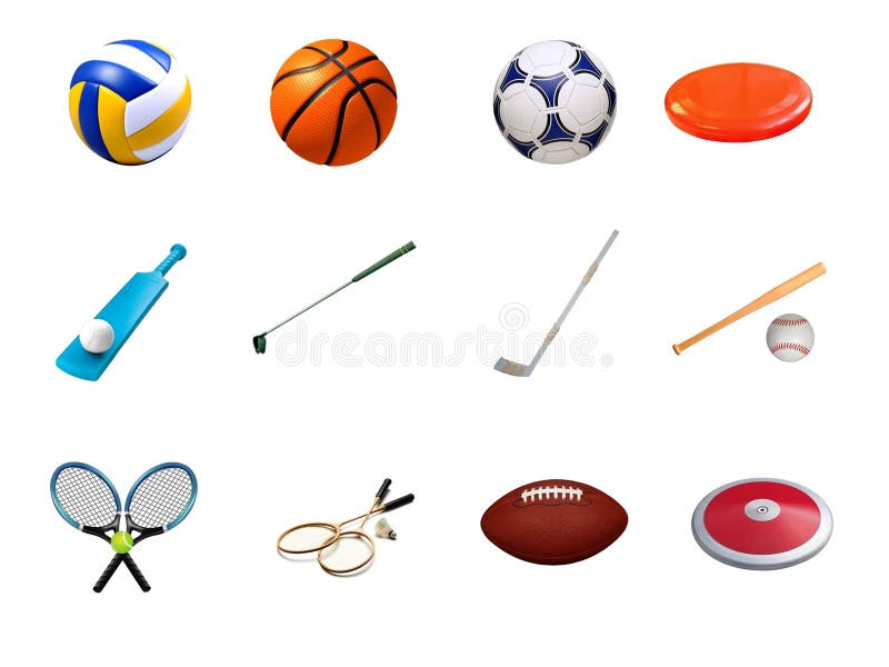 Assorted Sports Items stock illustration. Illustration of baseball ...