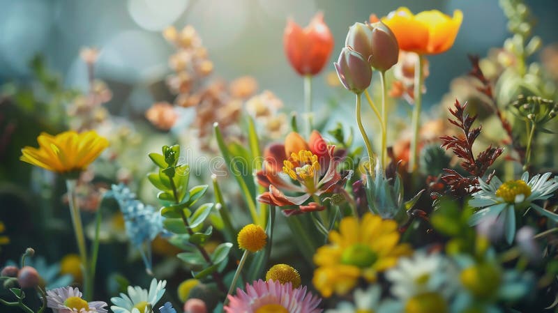 Assorted Spring Flowers are Growing in Nature Stock Image - Image of ...