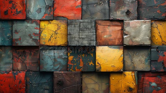 Eclectic Patchwork Art, Assorted Squares with Varied Textures and ...