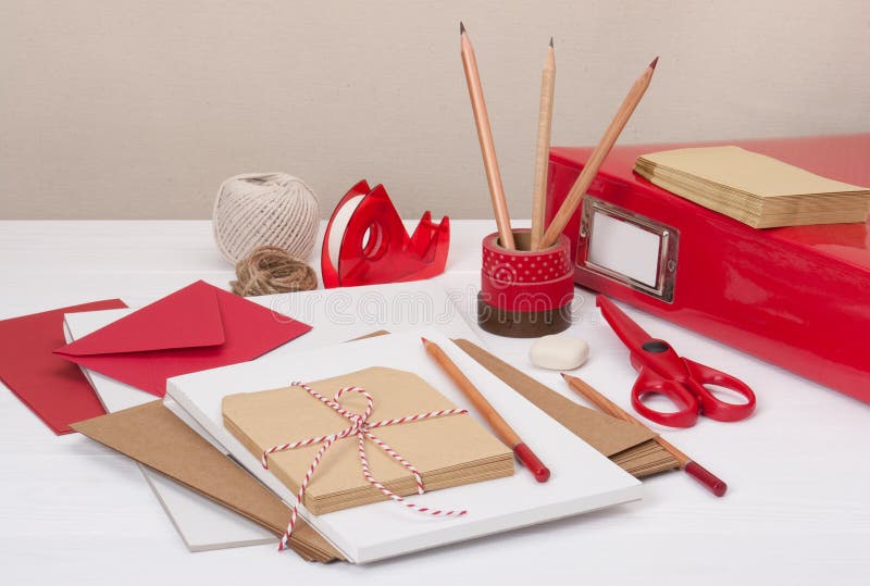 Assorted Stationery Items on Desk Stock Photo - Image of saturation ...