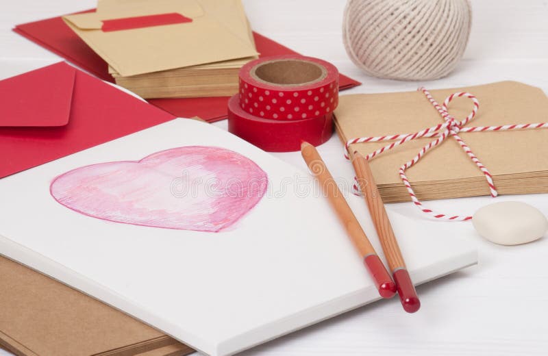 Assorted Stationery Items on a Desk Stock Image - Image of orange ...