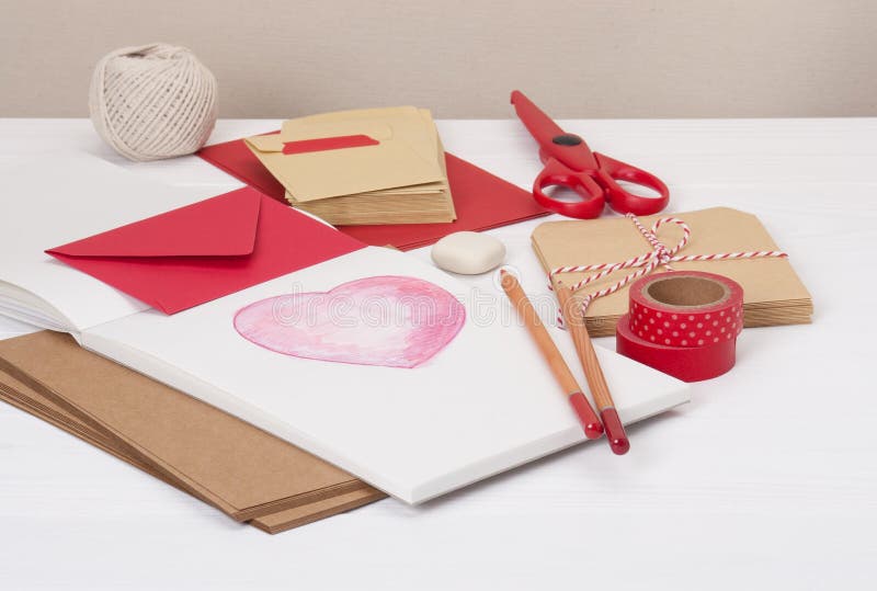 Assorted Stationery Items on Desk Stock Photo - Image of colour, paint ...