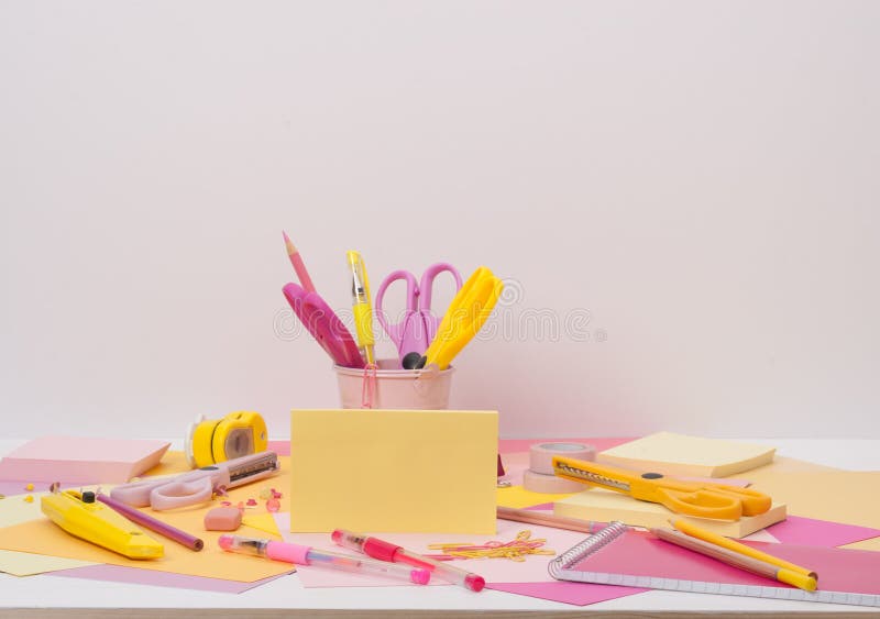Assorted Stationery Items on a Desk Stock Photo - Image of accessories ...