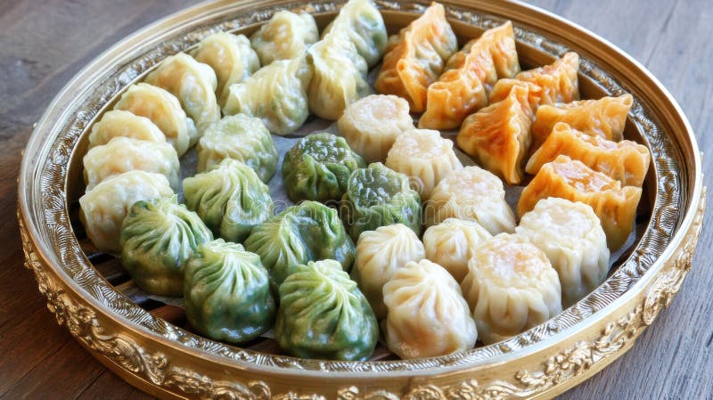 Assorted Steamed Dumplings stock illustration. Illustration of vibrant ...