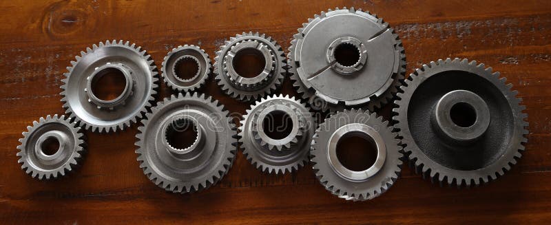 Assorted steel cogs stock photo. Image of objects, cogwheel - 376850698