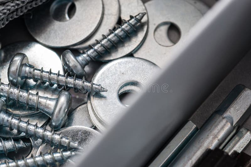 Assorted Steel Screws and Washers Stock Photo - Image of iron ...