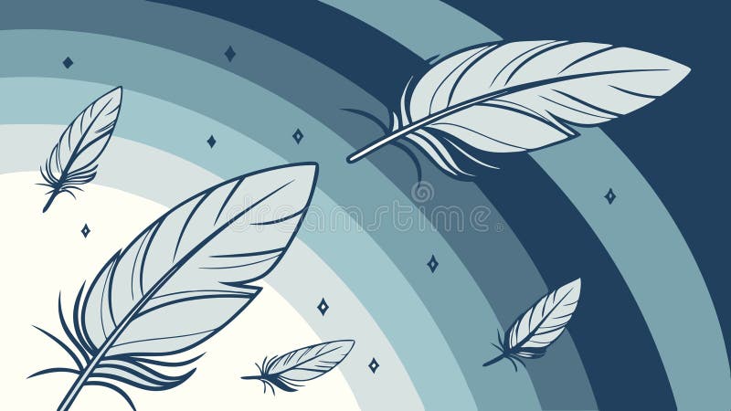 Assorted Stylized Feathers and Abstract Lines Decorative Design Vector ...