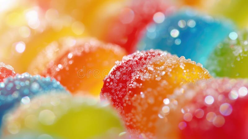 Assorted Sugar-coated Gummy Candies, Highlighting Their Texture and ...