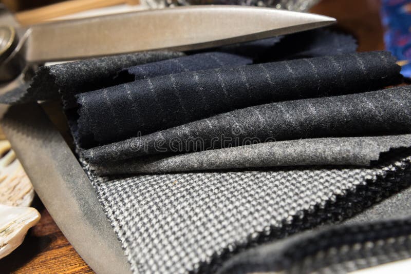 Tailor`s Scissors and Suit Swatches Stock Image - Image of scissors ...