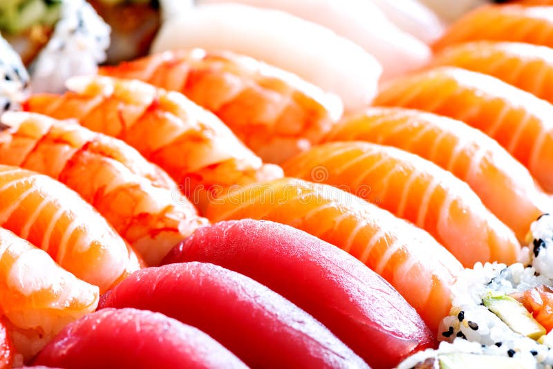 Assorted Sushi and Nigiri Set Stock Photo - Image of ginger, fish ...