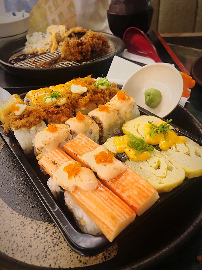 Assorted sushi platter stock image. Image of food, assorted - 203761693