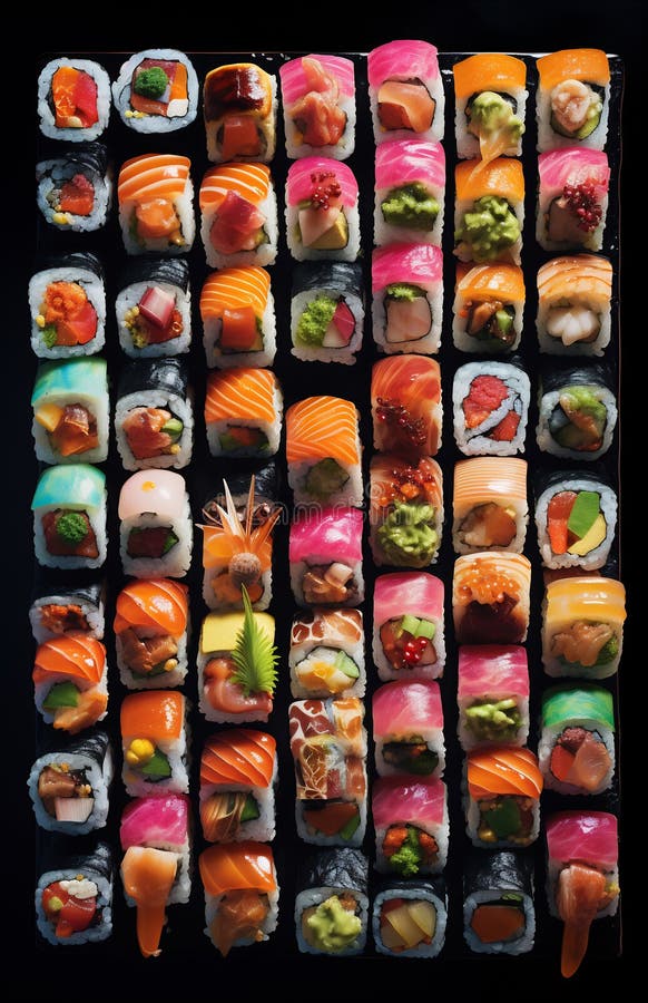 Assorted Sushi Platter stock photo. Image of cuisine - 303586664