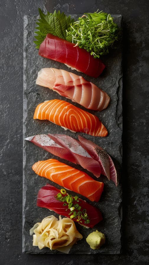 Assorted Sushi Platter with Various Types of Sushi Stock Photo - Image ...