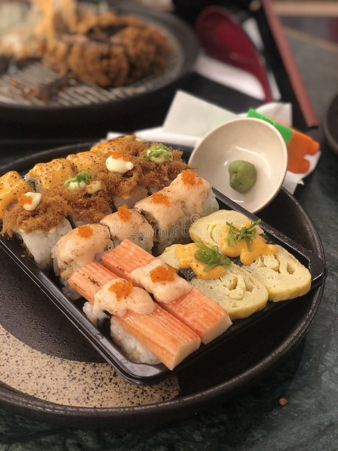 Assorted sushi platter stock photo. Image of food, sushi - 203761864