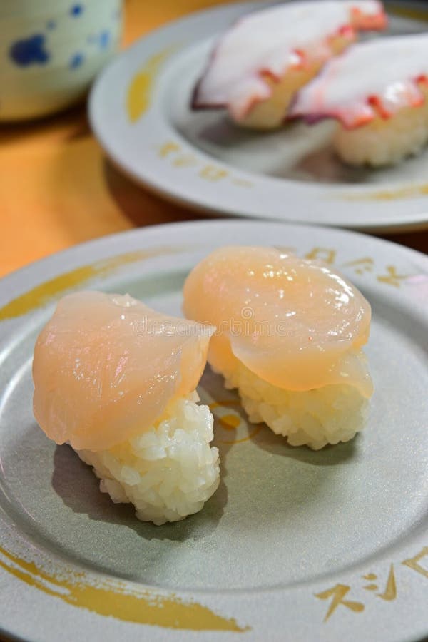 Assorted Sushi Raw Scallop Rice Stock Photo - Image of feast, greet ...