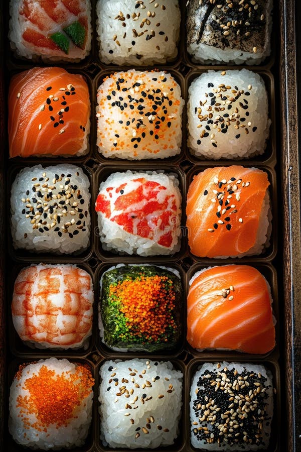 Sushi Box Variety stock image. Image of fillings, sushi - 376844375
