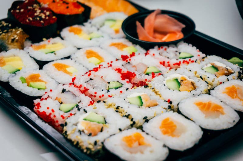Assorted sushi rolls stock photo. Image of japanese, nutrition - 45648466