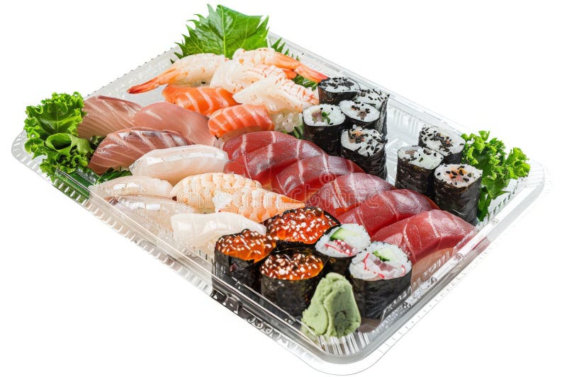 Assorted Sushi on White Background Stock Illustration - Illustration of ...