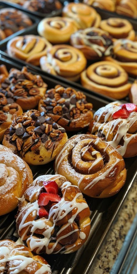 Assorted Sweet Buns Filled with Fruits Nuts and Chocolate Chips Stock ...