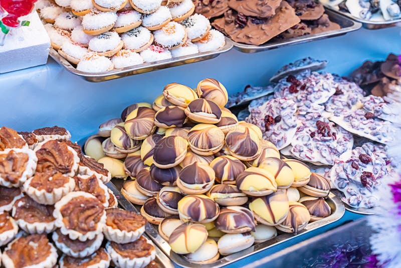 Assorted Sweets at Christmas Market Sweets and Pastries Selective Focus ...