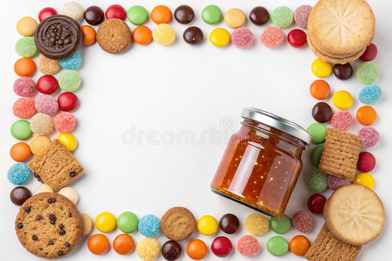 Assorted Sweets and Marmalade Frame Stock Illustration - Illustration ...