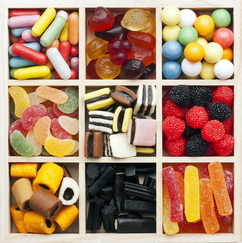 Assorted Sweets in a Square Box Stock Image - Image of sugar, food ...