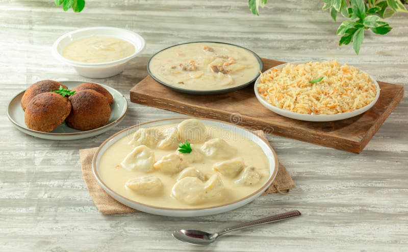 Shish Barak or Kishk, Syrian Arabic Dish with Yogurt Sauce, Served with ...