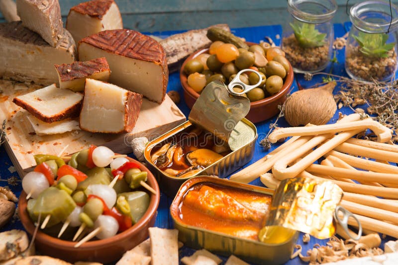 Assorted Table of Typical Spanish Tapas Stock Image - Image of fresh ...