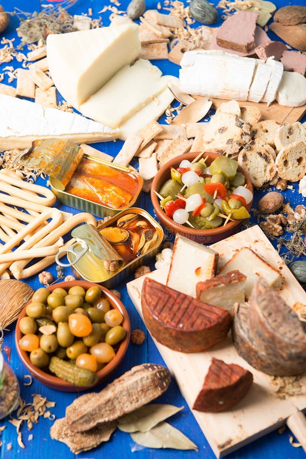 Assorted Table of Typical Spanish Tapas Stock Image - Image of marine ...