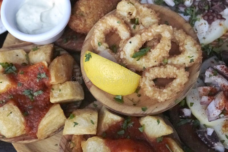 Assorted Tapas Served in London Stock Image - Image of seafood ...