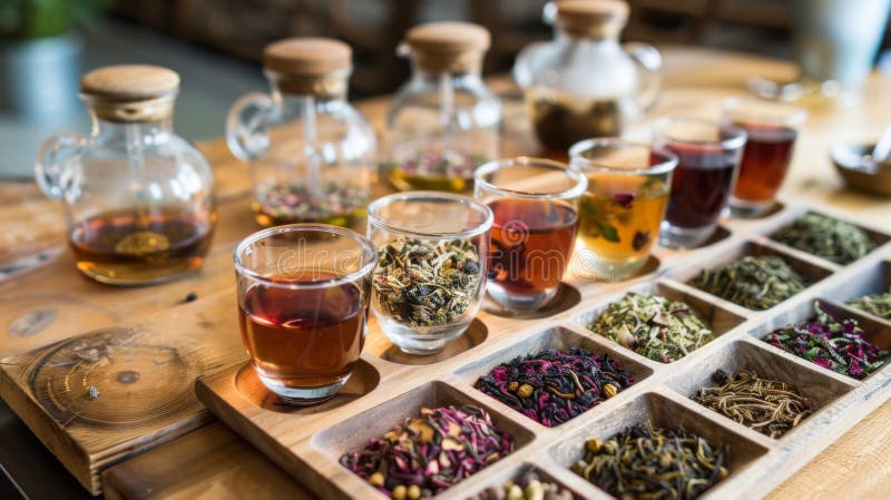 Assorted Tea Tasting on a Wooden Table Stock Photo - Image of variety ...