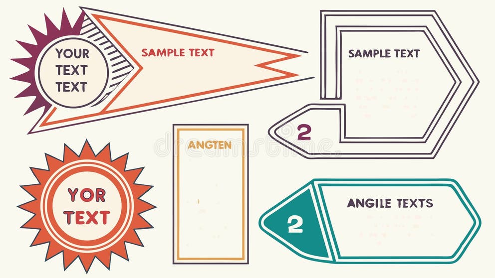 Assorted Text Boxes and Banners for Information Display, Vector Design ...