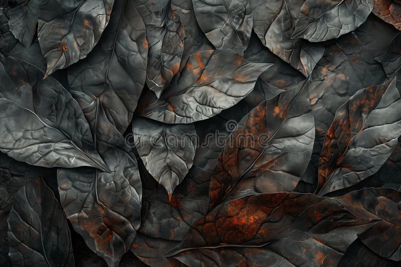 Assorted Textured Metal Leaves, Abstract Background Stock Image - Image ...