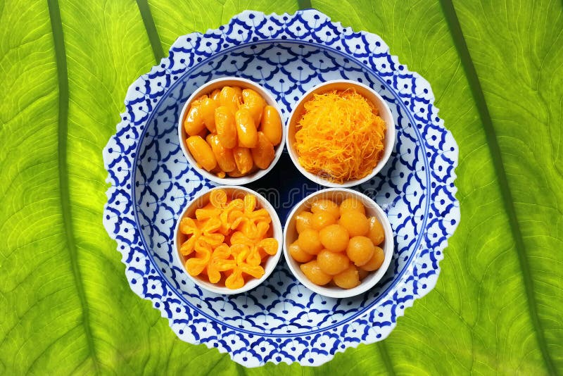 Assorted Thai Sweet Dessert Made from Gold Egg Stock Image - Image of ...