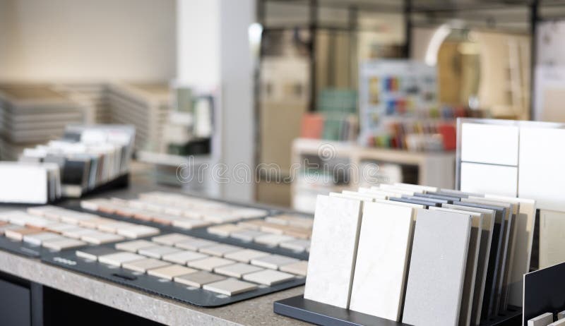 Assorted Tile Samples Presented on Display Boards in Store Stock Image ...