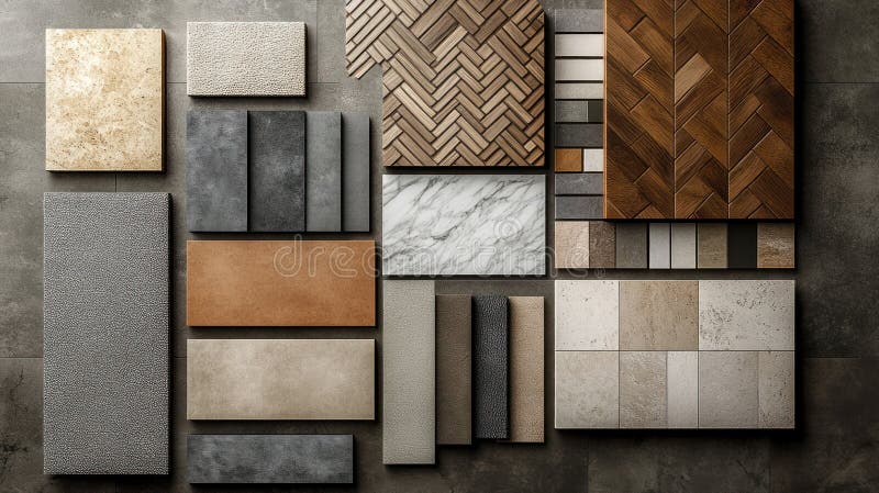 Assorted Tile Samples in Stone, Wood, and Marble Textures – Perfect for ...