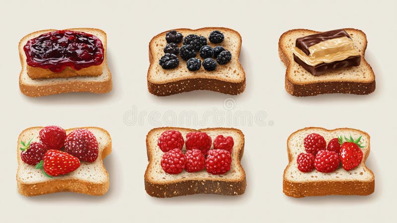 Assorted Toast Bread Slices Sandwich Display Stock Illustration ...