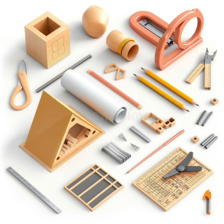 Architectural Design Tools and Blueprint Mockup Stock Illustration ...