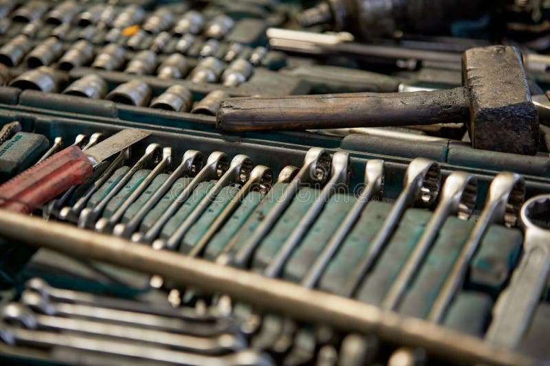 Assorted Tools Neatly Organized in Toolbox Stock Image - Image of workshop, engineering: 382657287