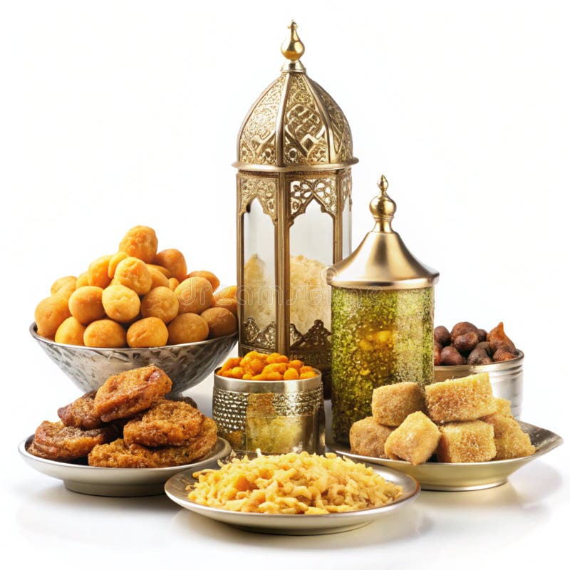 Assorted Traditional Eid Sweets and Snacks in Decorative Plates Stock ...