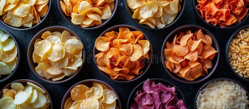 Assorted Tray of Various Chips Stock Image - Image of appetizer ...
