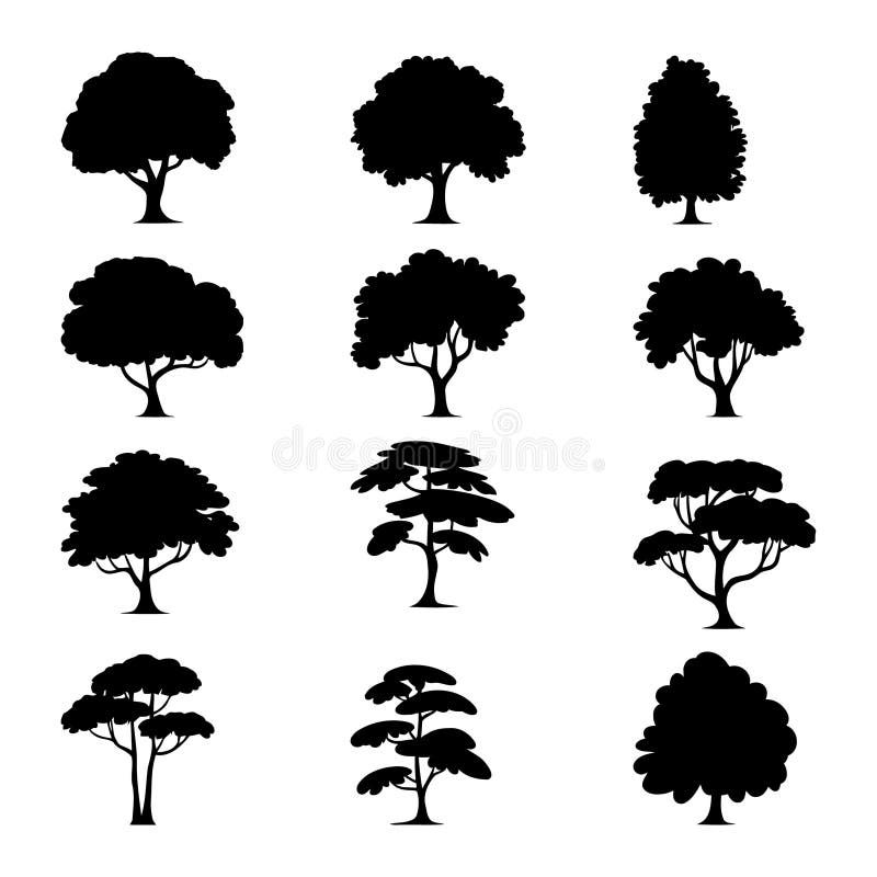 Assorted Tree Silhouettes for Graphic Design and Art Vector Stock ...