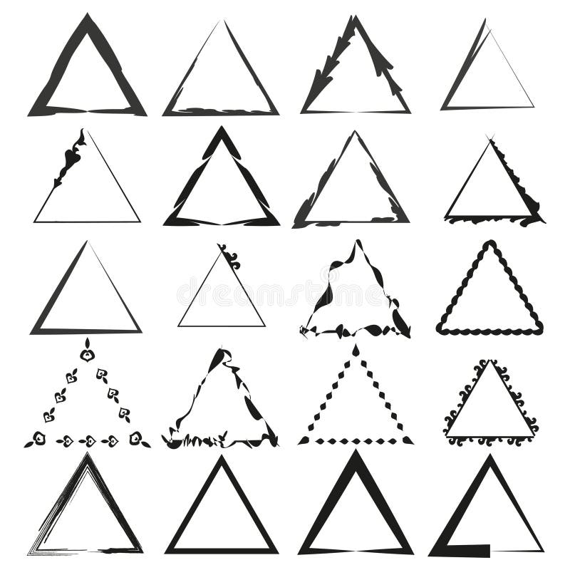 Assorted Triangle Borders Set. Vector Black Triangle Designs Stock ...